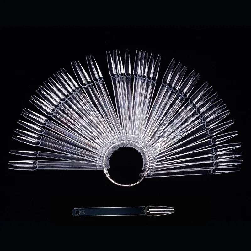 50pcs New T -shaped Nail Tips Fan Shaped Nail Practice Board Swatches ...