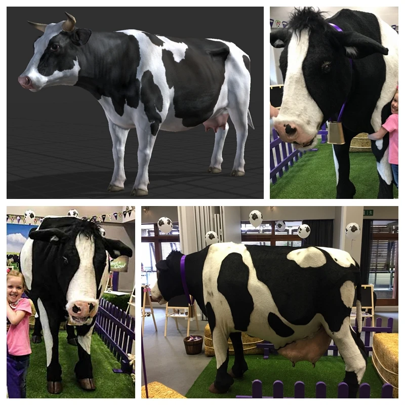 Handmade Animal Model Theme Park Real Animatronic Cows