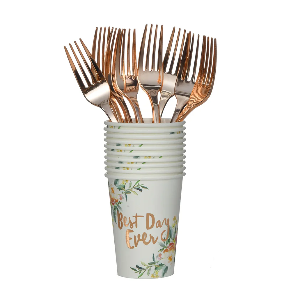 DAMAI Tea Party Theme Birthday Table Decor Romantic Flower Paper Plates ...