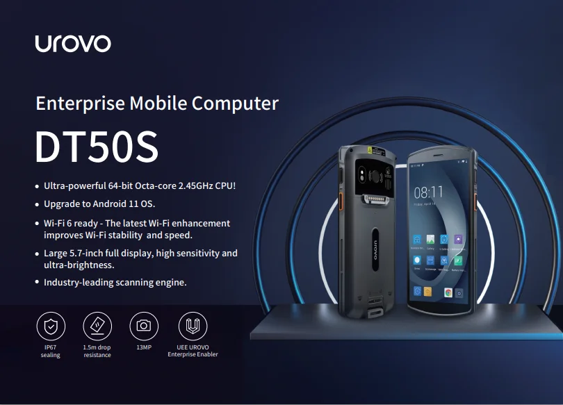 Urovo Dt50s 2d Scanner Pda With Pistol Grip Android 11 Gms Data Terminal Ip67 Rugged Pda 4g Wi ...