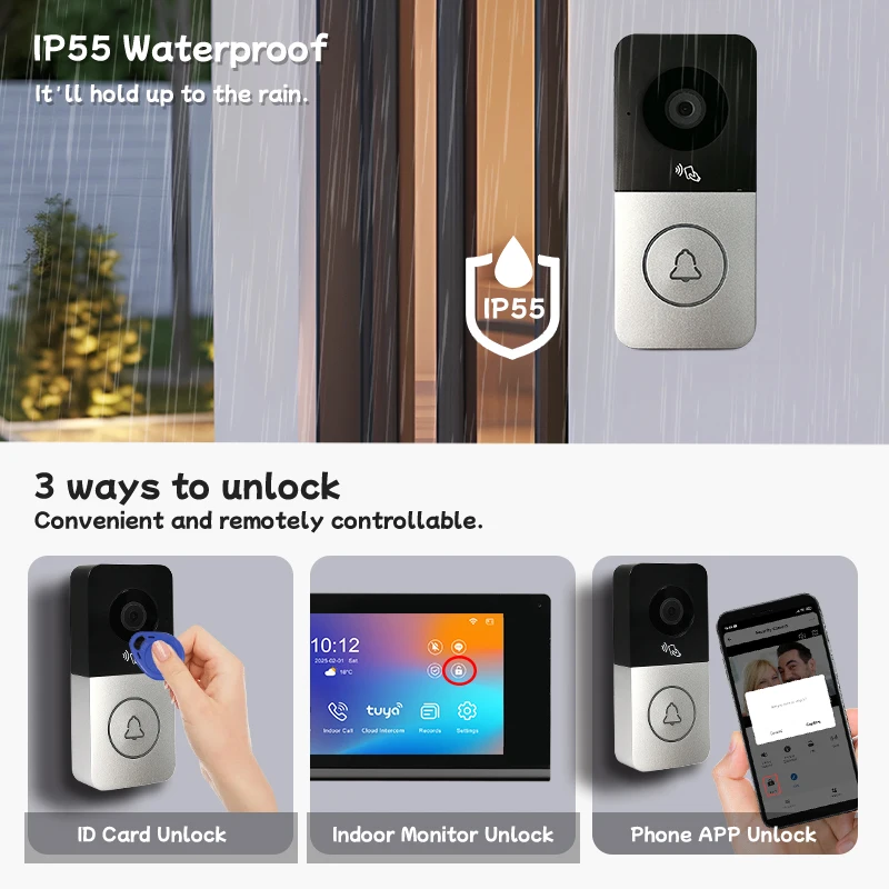 2025 Latest Tuya Video Intercom Smart Doorbell Camera Waterproof Night ...