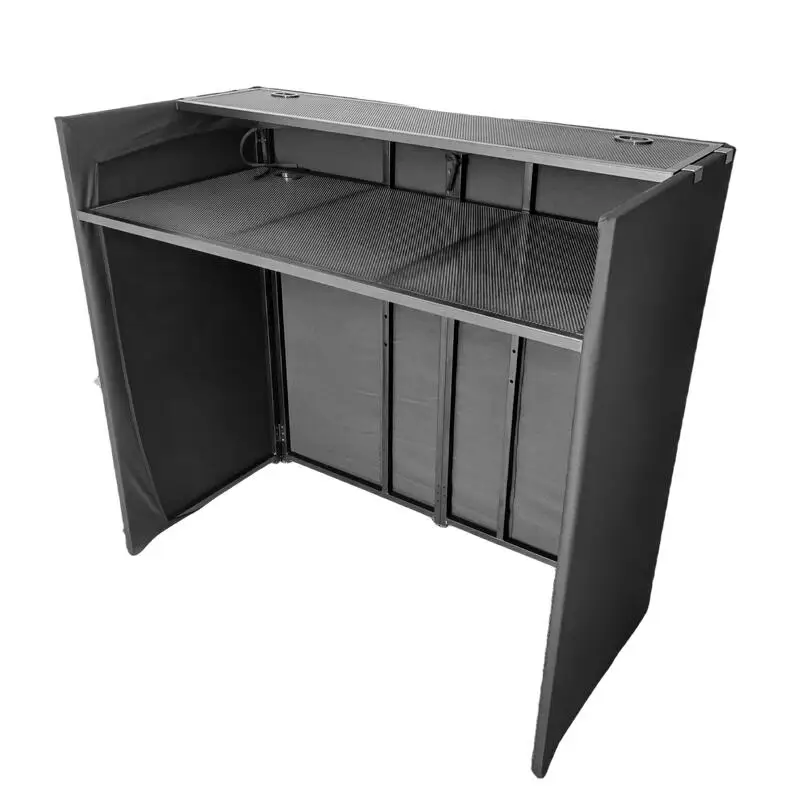 Professional Steel Frame DJ Booth with Black Scrim & TV Bracket