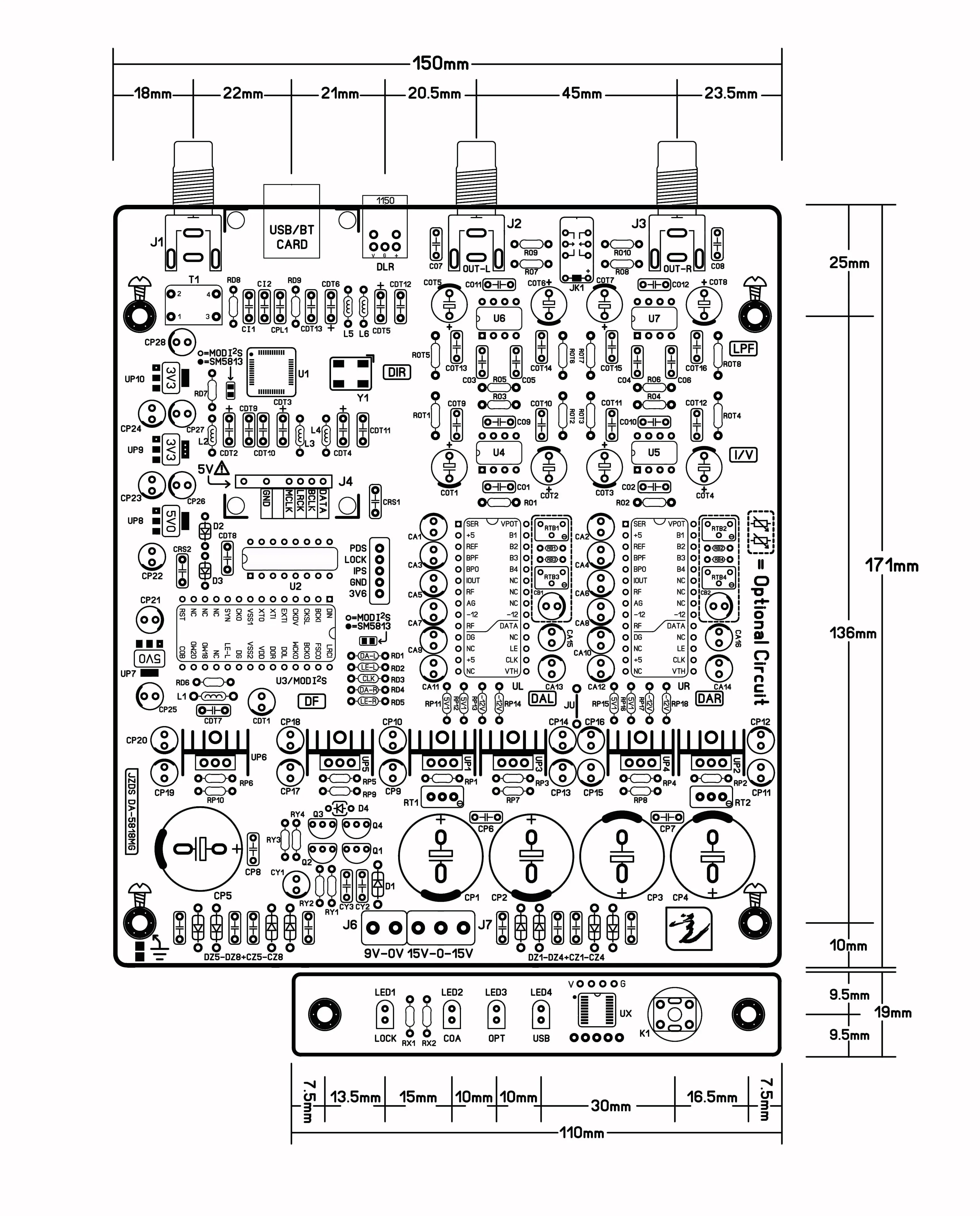 PCM58 Decoding Board USB Bluetooth AK4118 Coaxial Fiber