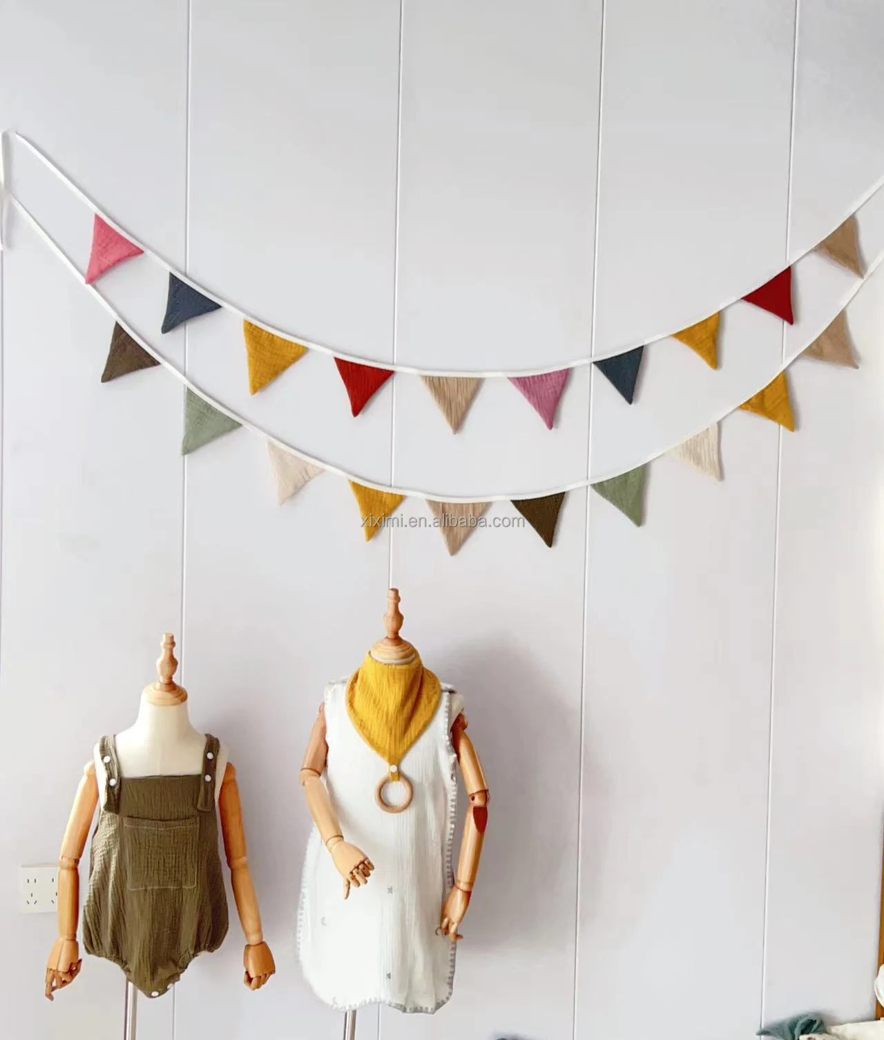 Custom Color Kids Room Decor Muslin Cotton Triangle Buntings Birthday ...