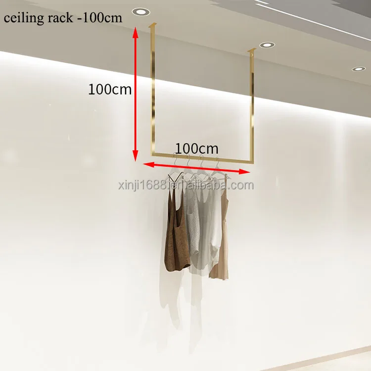 High-end Metal Titanium Gold Women's Clothing Display Racks