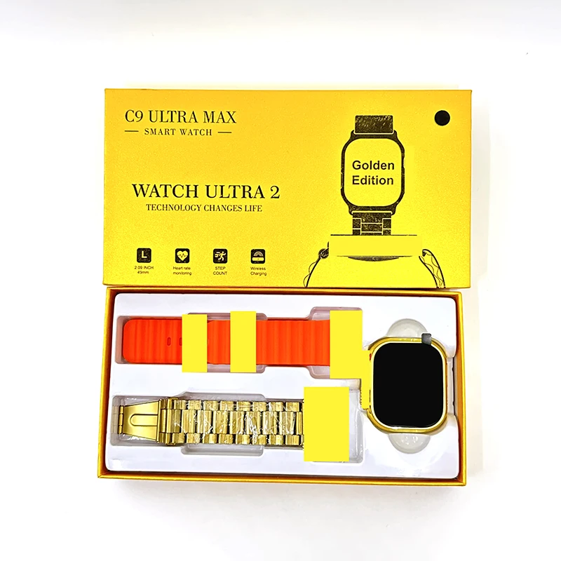 New C9 Ultra Max Smart Watch 9 Big Gold Watch 2.01 Inch Hd Wireless ...