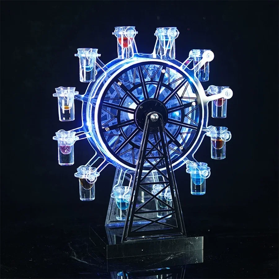 Rechargeable Acrylic LED Shot Glass Display Rack Luminous Ferris Wheel ...