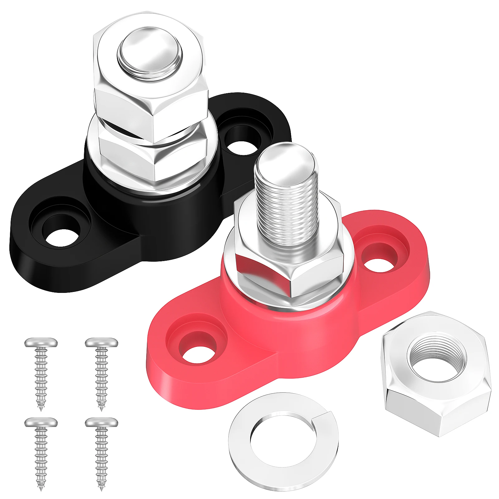 BB1-1A-RB 47 x 43 x 38MM M10 Terminal Studs Line Electric Bus Bar 1 Way ...