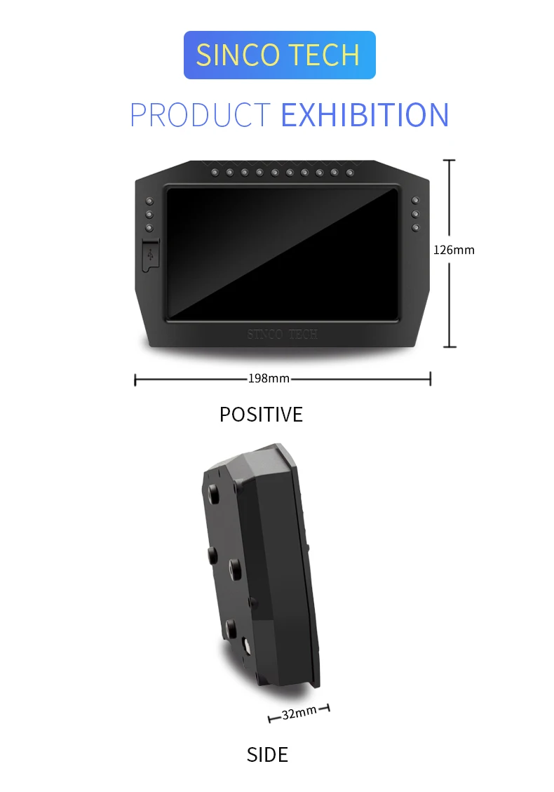 SINCO TECH 7'' LCD Race Dash - Multifunction Gauge for Cars