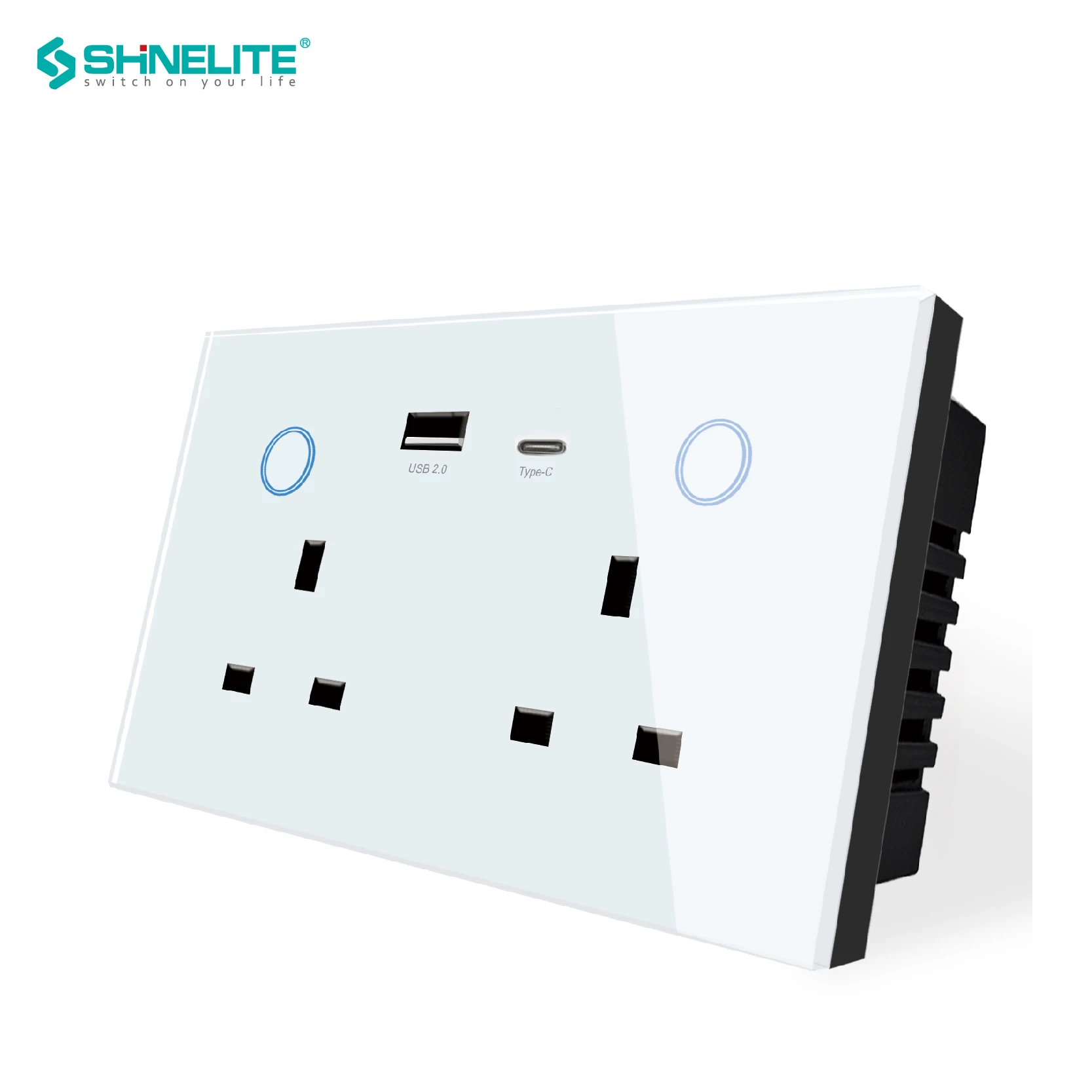 Wifi 2 Gang Switch Socket With 1 Usb+1 Type C Port Smart Switch Socket ...
