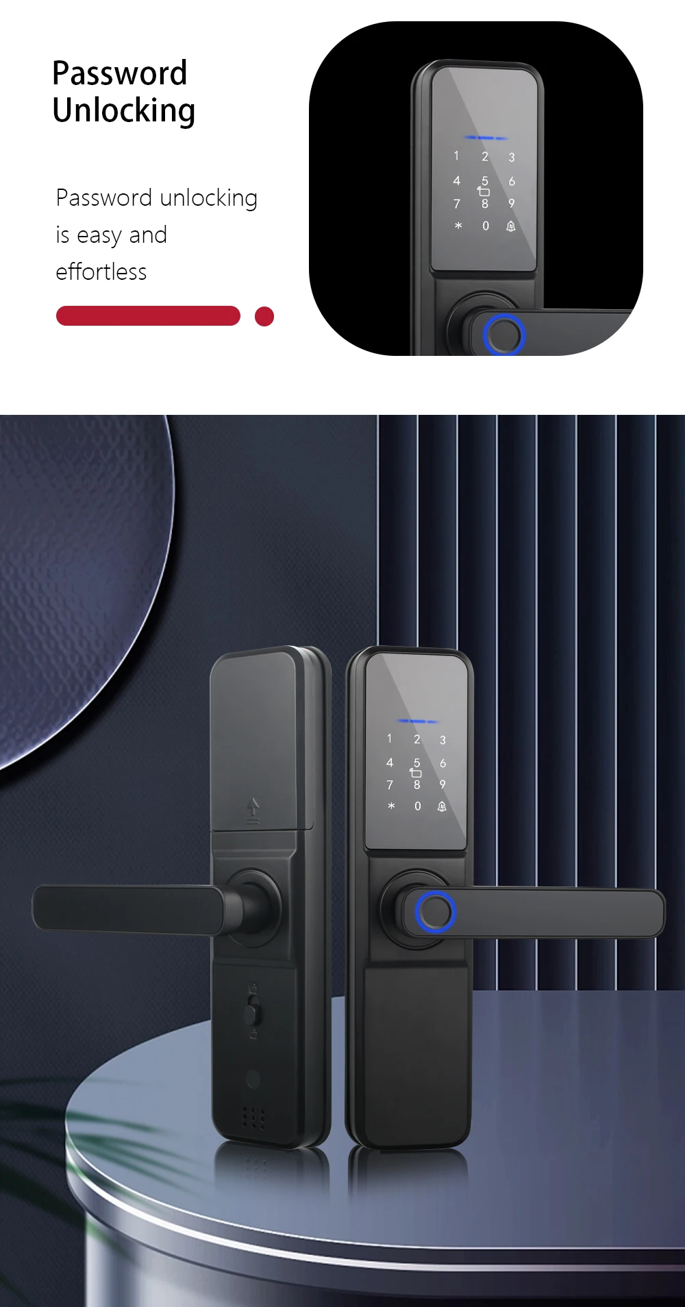 Modern Fingerprint Keypad IC Card 5050 Mortise Smart Lock Door Home ...