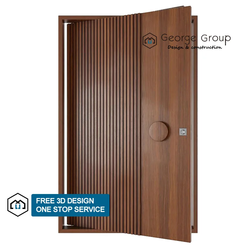 Modern Design Cherry Oak Wood Pivot Door Entrance Wooden Door for ...