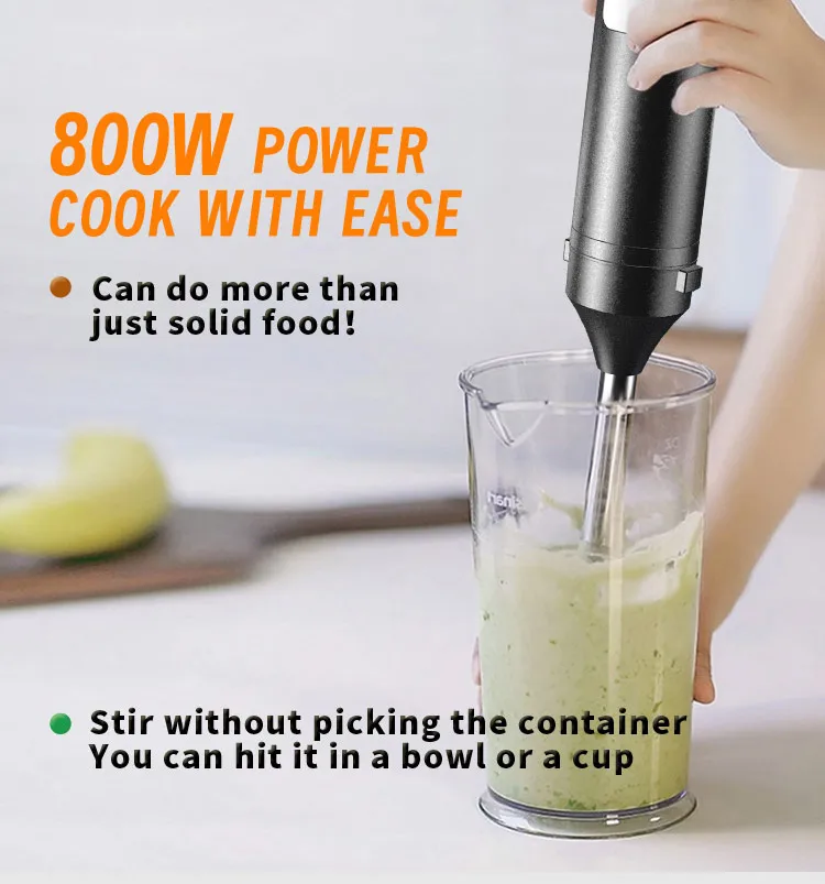 Manual Hand Blender 800 Peak Watt Immersion Blender 600ml Food Grade ...
