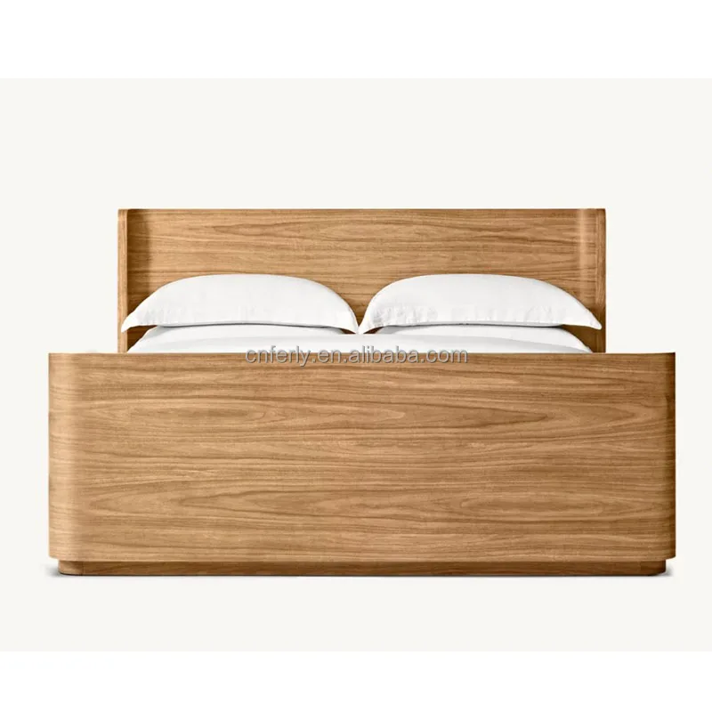 Luxury Modern Home Furniture Bed Frame Wooden Beds Panel Platform Oak ...