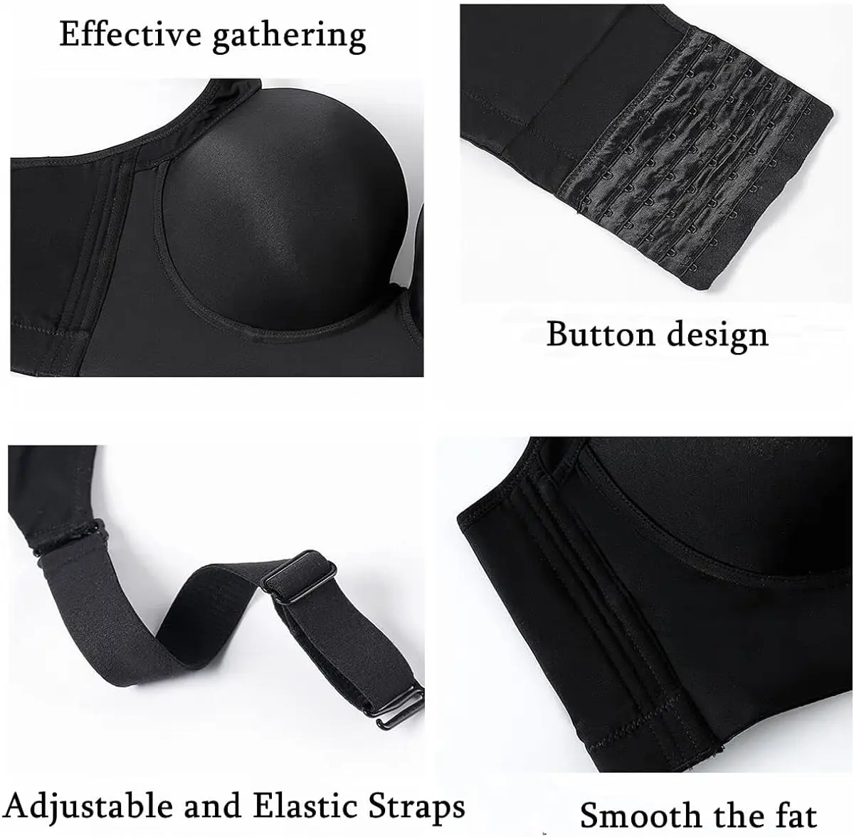 Women Deep Cup Bra Hide Back Fat Full Back Coverage Bra with Shapewear ...