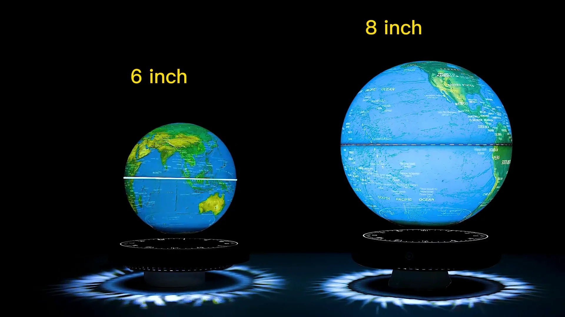 8 Inch 20cm Suspended Rotating World Map Led Light Levitating Earth ...