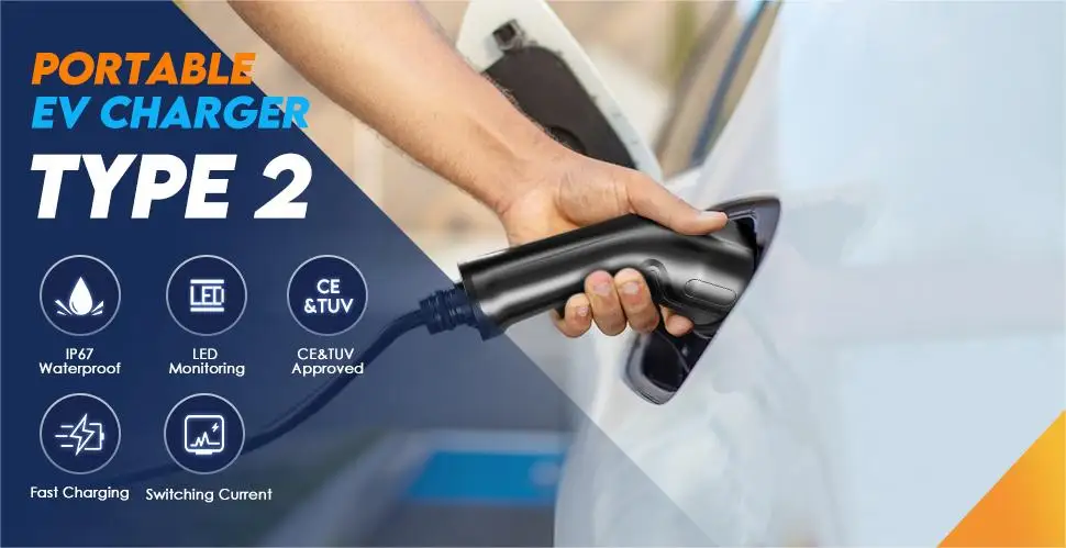 RTFLY Portable EV Charging Station - 3.5kw Type 2 Charger