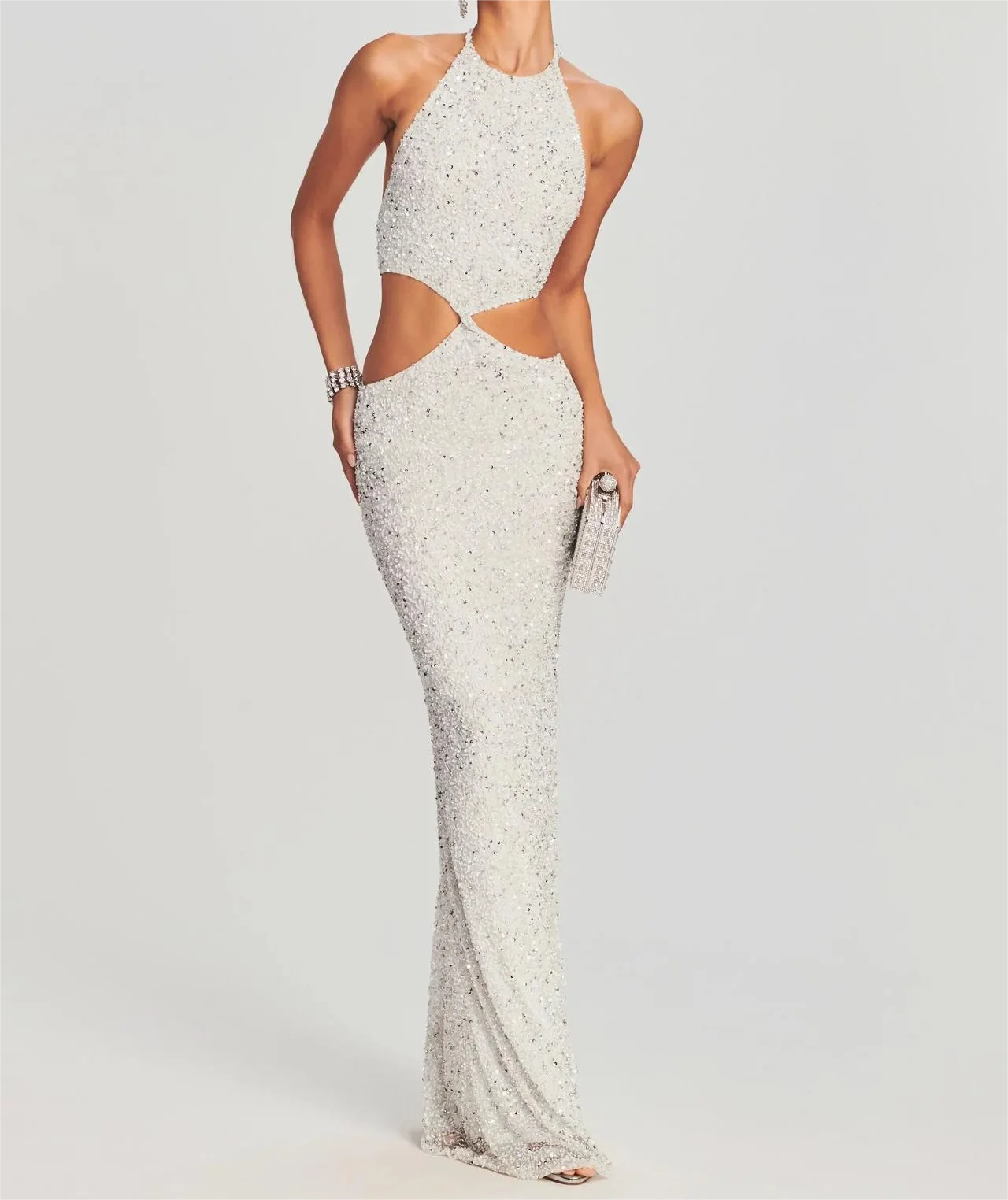 Hot Selling Factory Customize Women Party Sequin Maxi Fitted Open Back ...