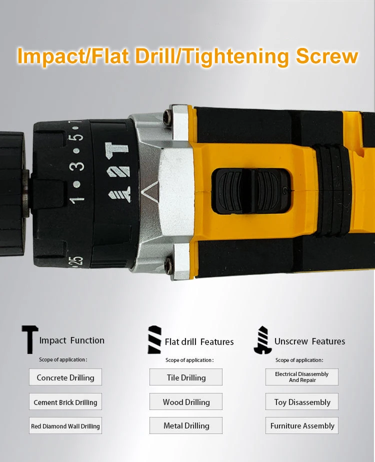 Electric 20v Combo Hand Gun Portable Wireless Wood Drilling Screw Driver