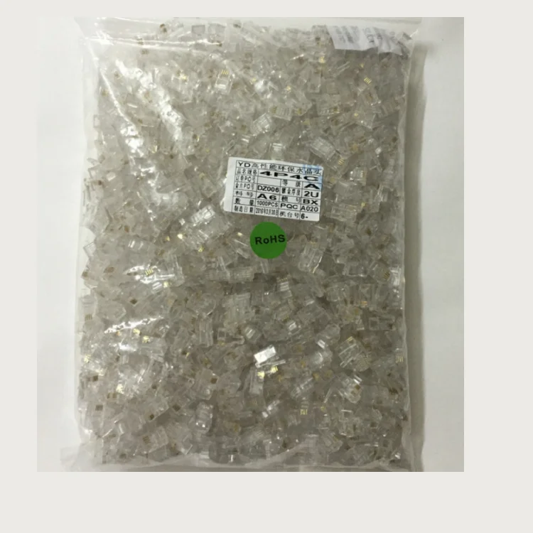 4p4c Modular Plugs Crystal Head Connector Telephone Receiver Four Core Rj12 Crystal Head 1000 ...