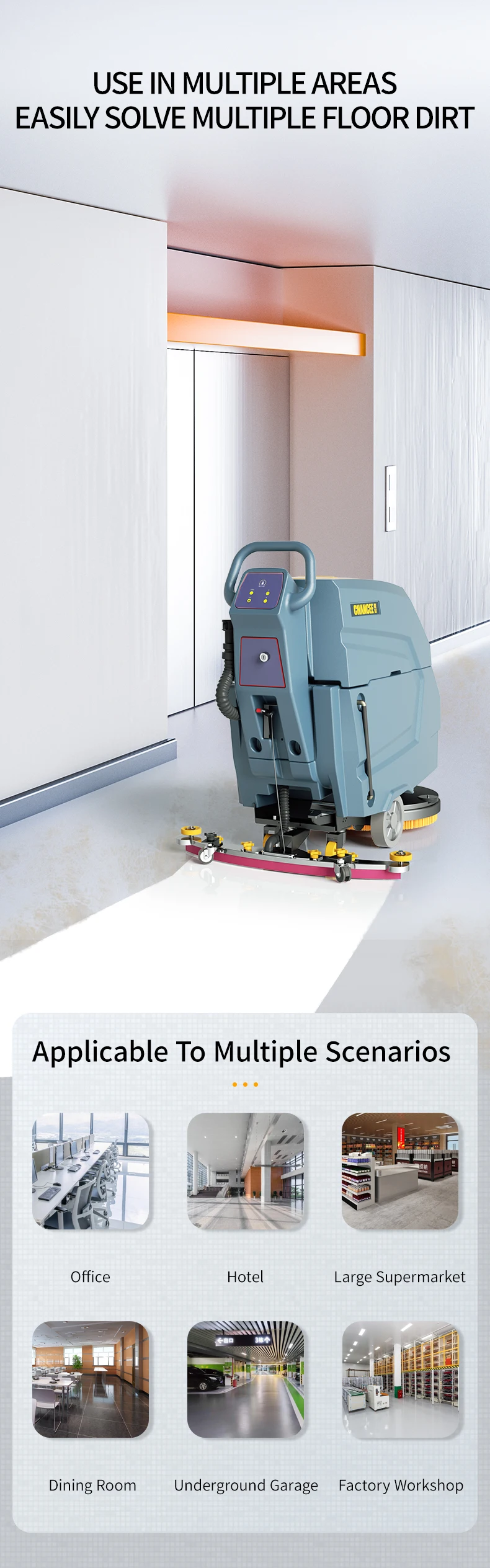 YZ X4 Commercial Floor Tile Scrubber - Electric Walk-Behind Cleaning ...