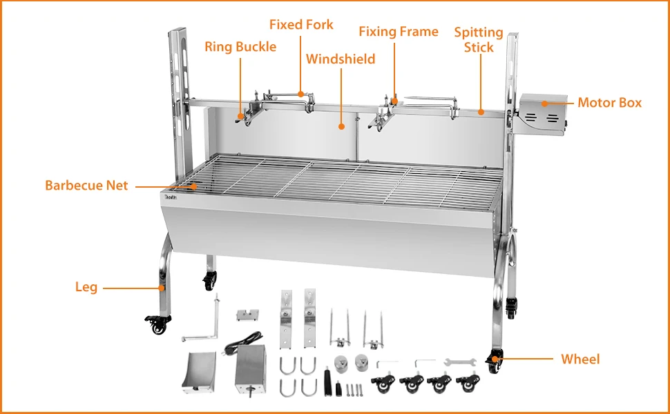 New Arrival Trolley Charcoal Grill Roasting Meat Barbecue Machine For ...