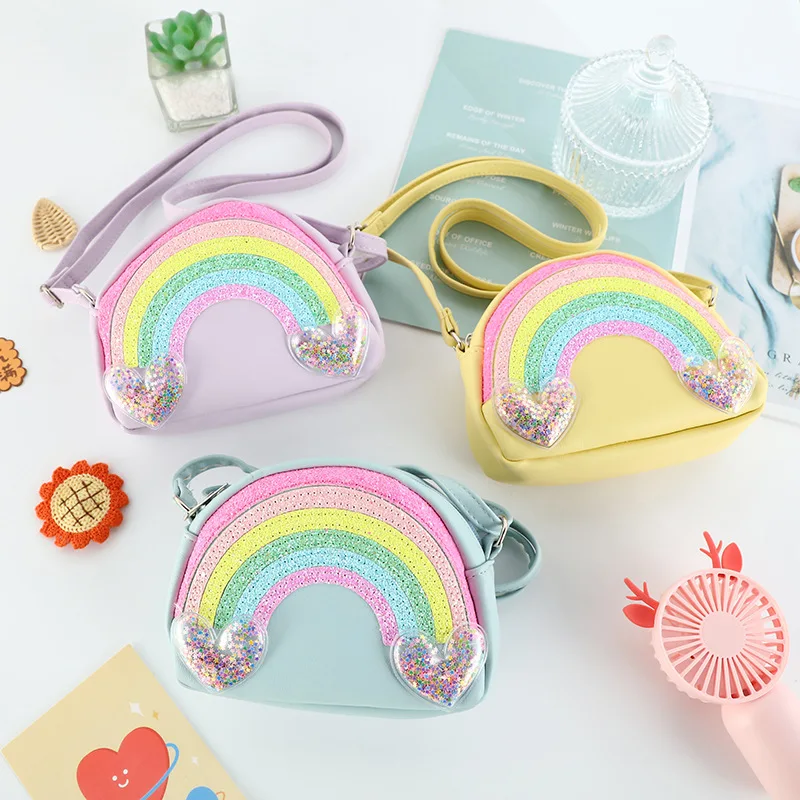 Macaron Color Portable rainbow Cute Children's Coin Purse Messenger Bag ...