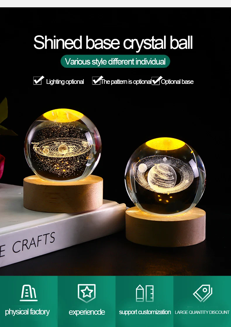 Crystal Solar System Sphere - Elegant 3D Laser Engraved Gift