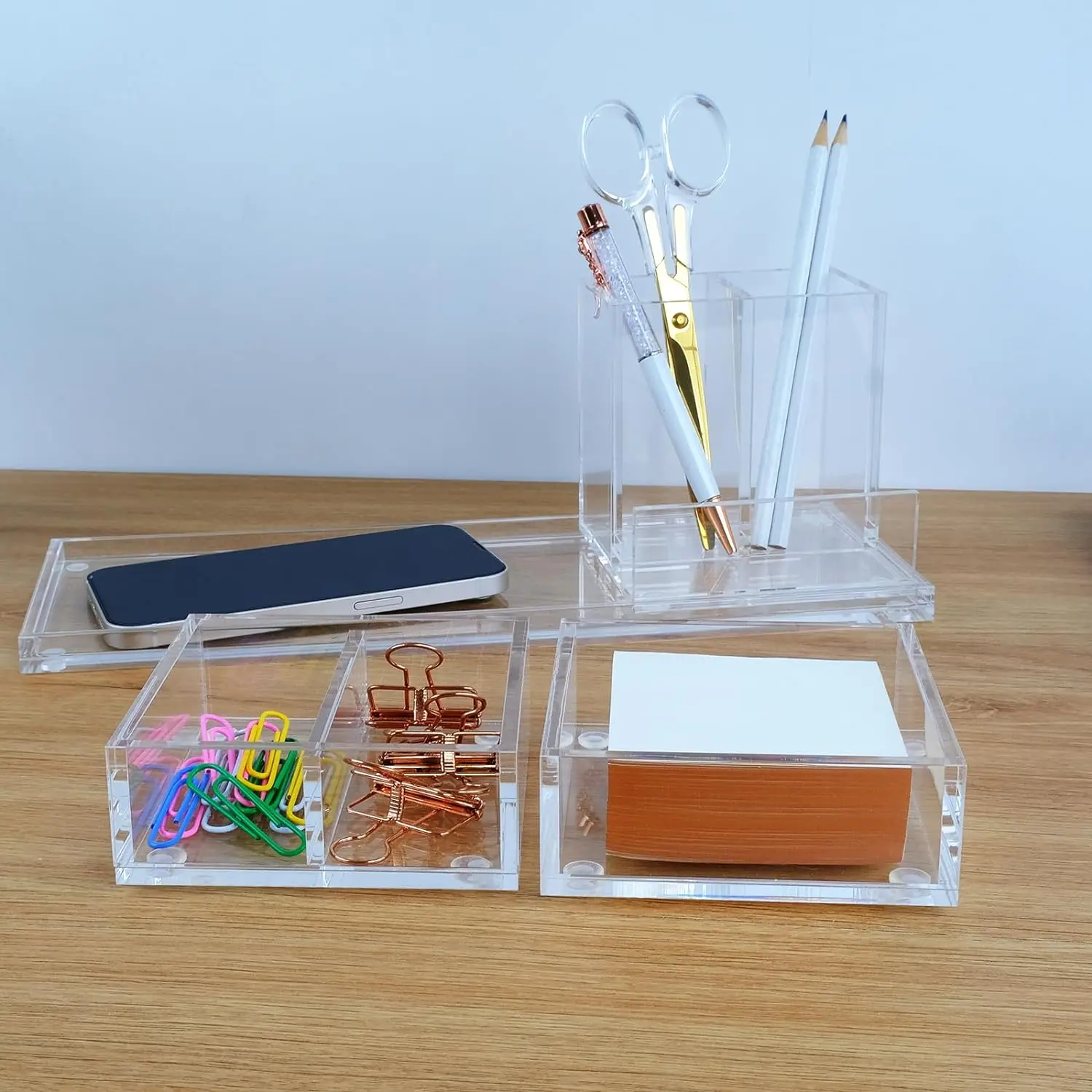Desktop Organization Case 4-piece Desk Kit Acrylic Desk Organizer For ...