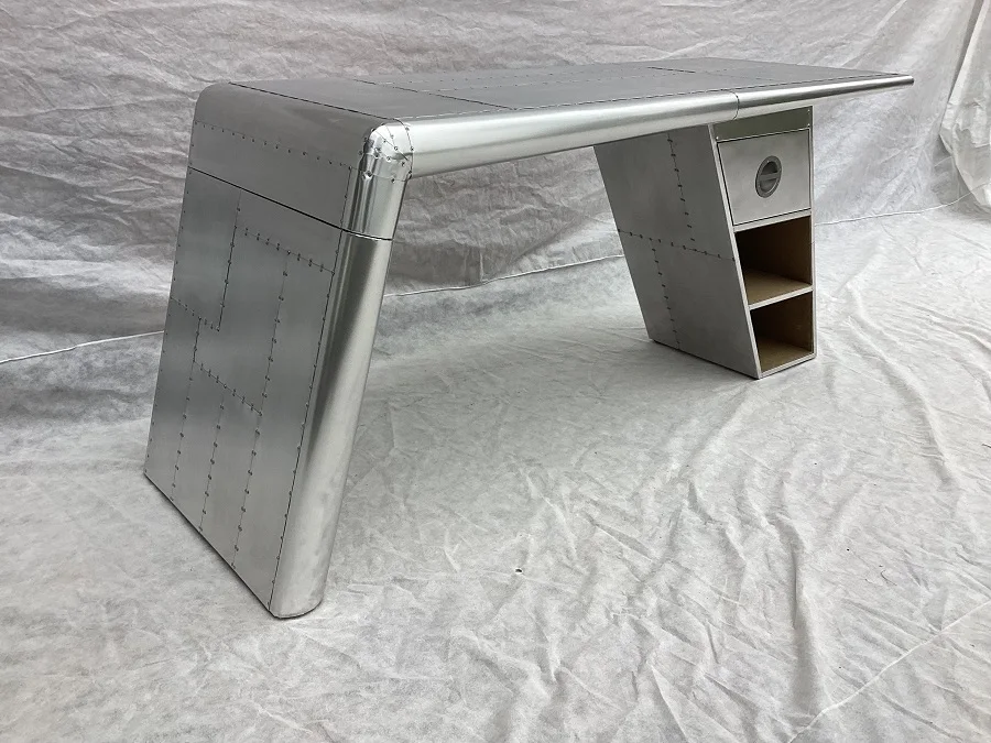 Vintage Attractive Aluminum Cover Aviator Wing Desk Metal Aircraft Desk ...
