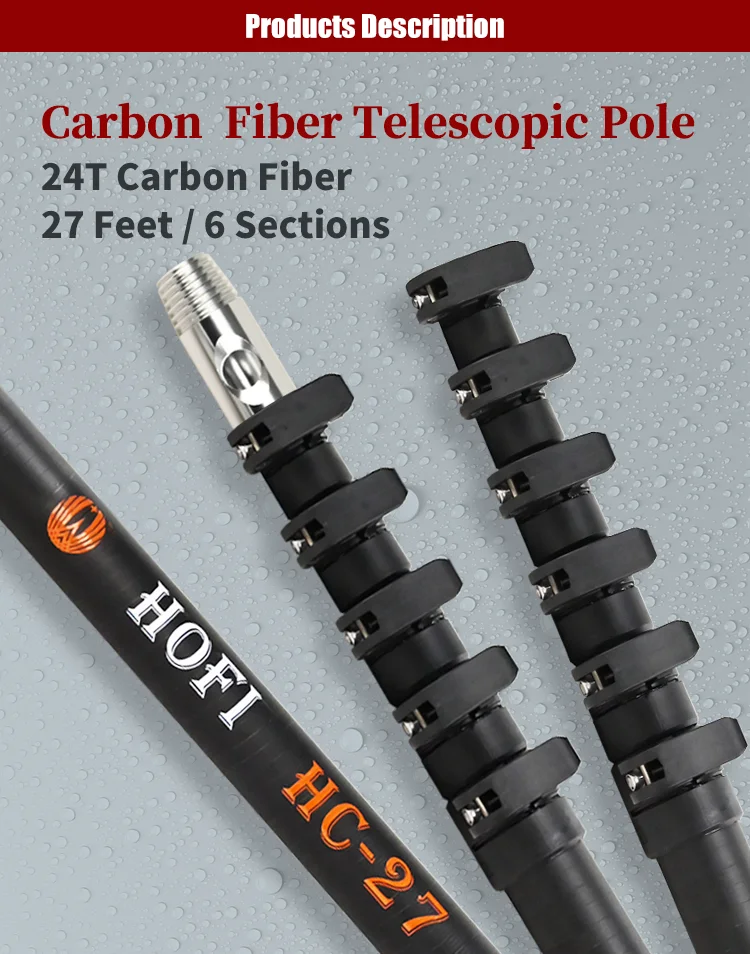 Hofi 27ft 30ft 35ft Carbon Fiber Telescopic Pole Water Fed Telescope ...