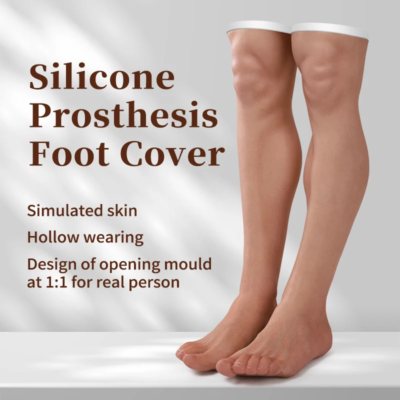 Mens Silicone Artificial High Simulation Wearable Fake Leg Fake Foot ...