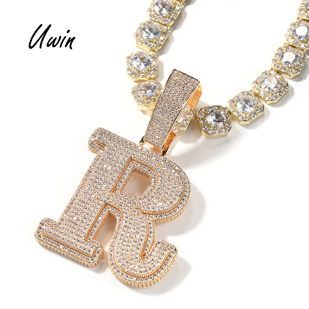 Large Iced Out Single Initial Letter A-Z Hip Hop Women Men Pendant ...