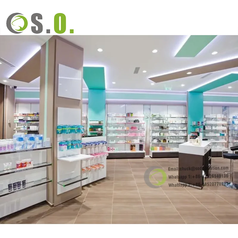 Modern Medical Store Interior Layout Pharmacy Shop Cash Counter Display ...