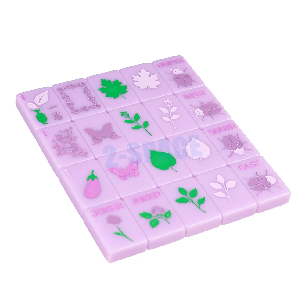 Hand Engraved Purple Mahjong Spiel Custom Ink Acrylic Tiles