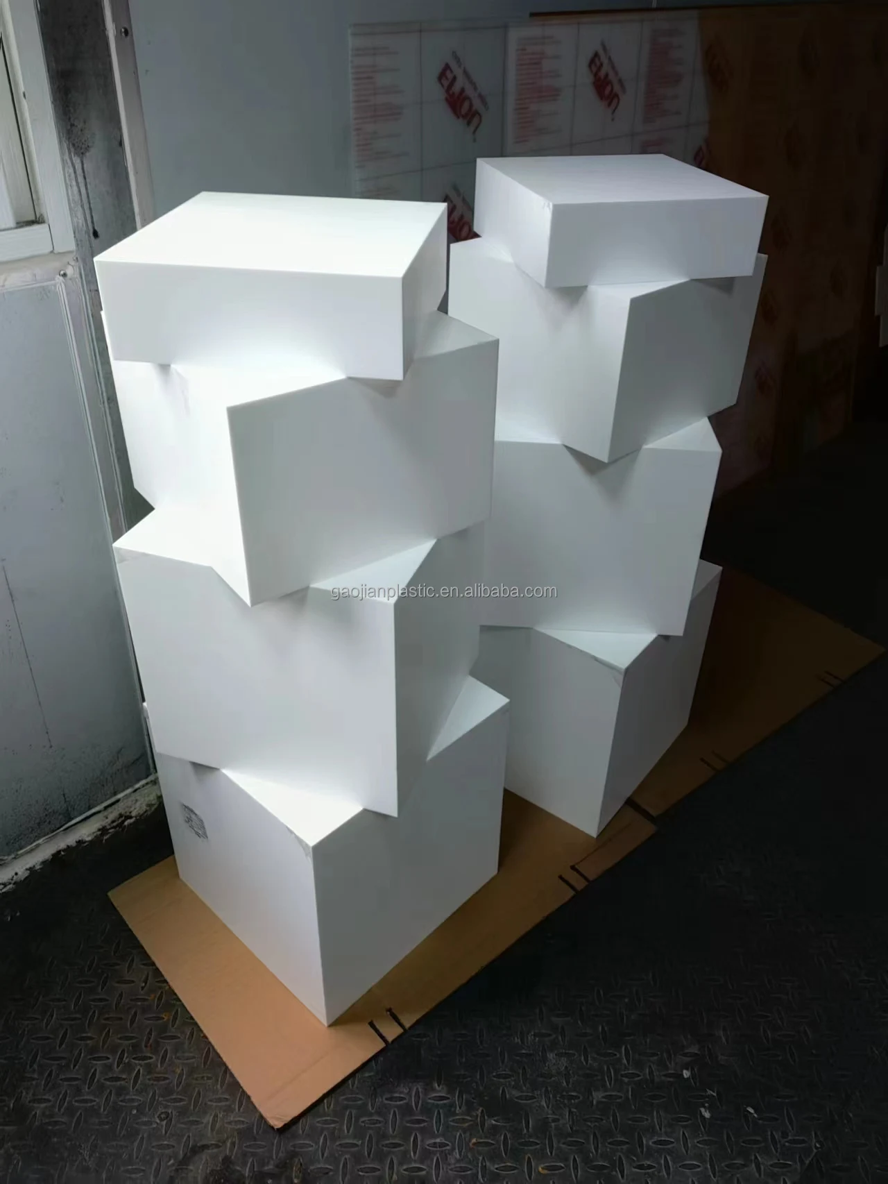 White Buffet Acrylic Riser Cube Display Set Of 8 Square Food Dessert ...