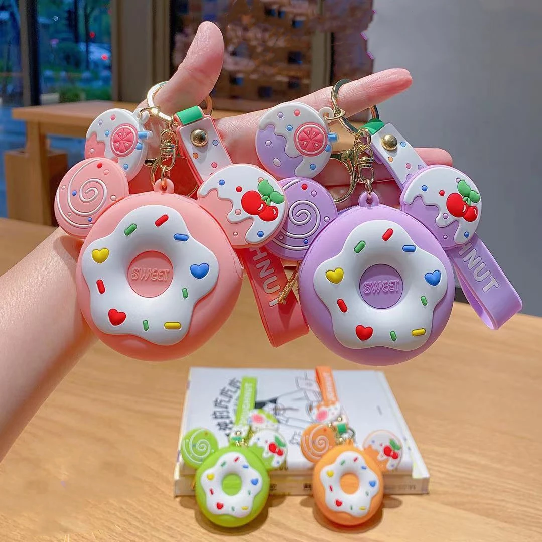 Cute Cartoon Silicone Doughnut Backpack Pendant Coin Purse