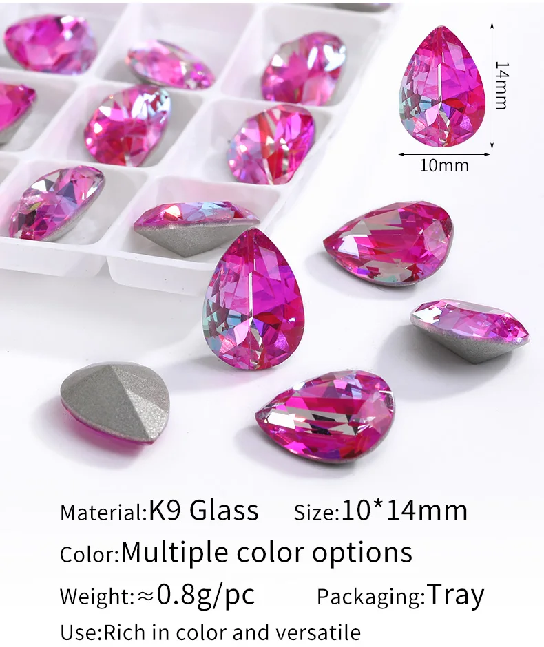Xichuan Laser Point Back Rhinestones Drop Shape Stone K9 Glass ...