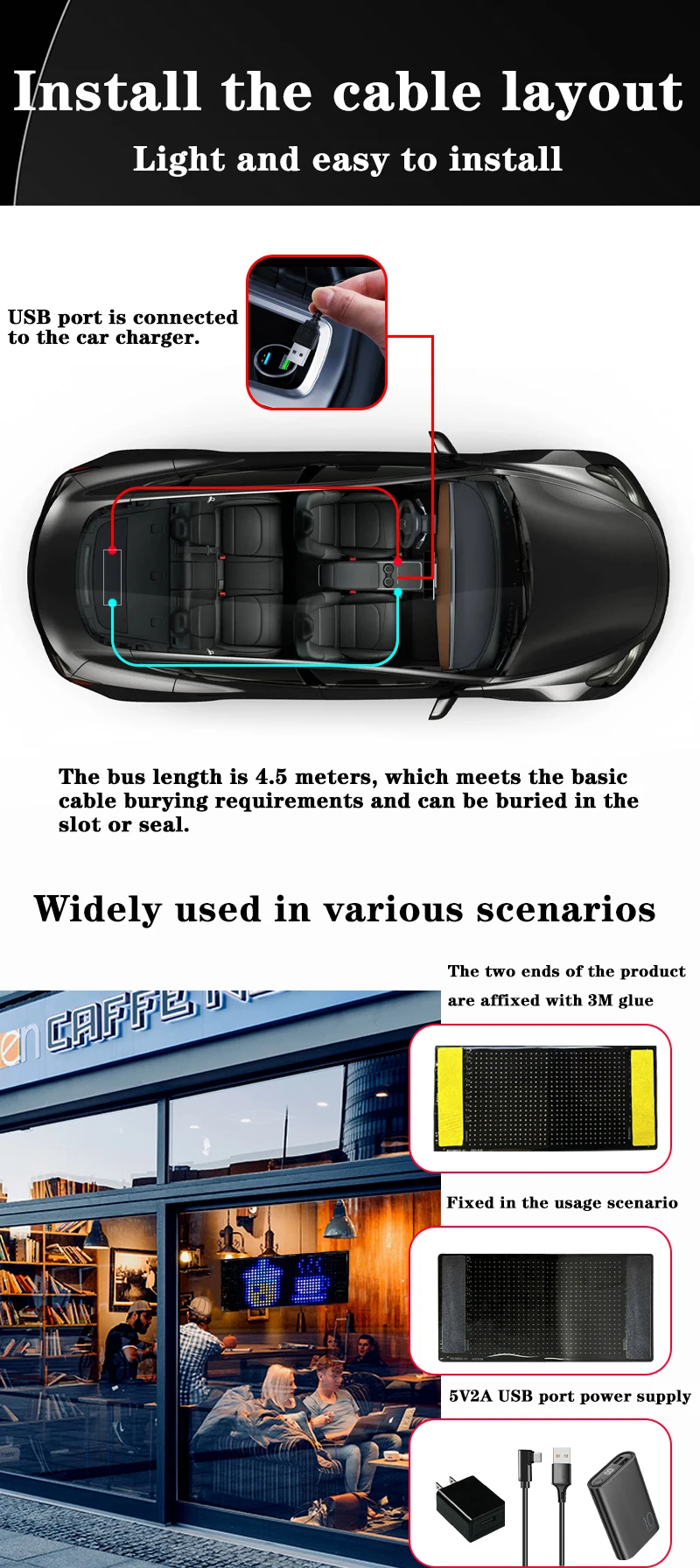 New Arrival Flexible Led Display Blue-tooth-enabled App-control Car ...