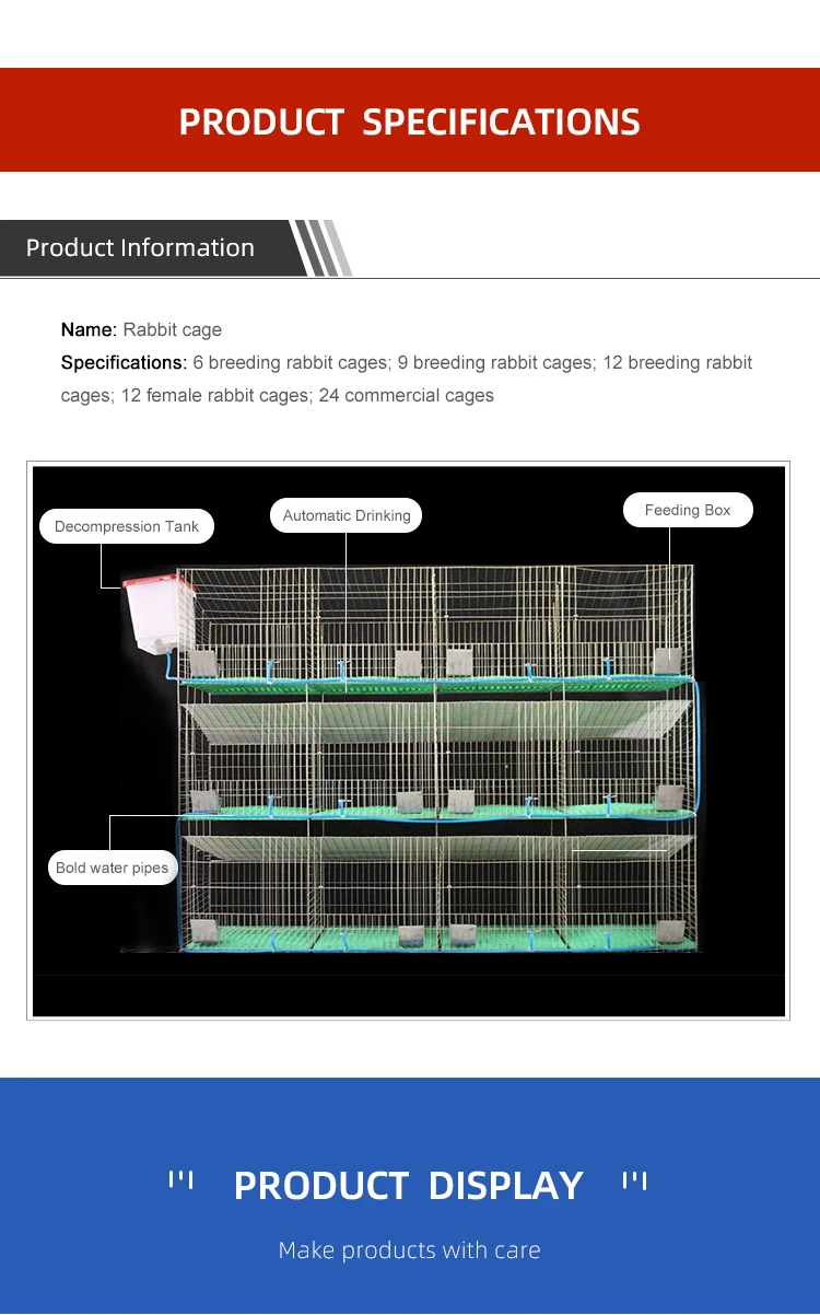 GREAT FARM Galvanized Hutch for Rabbit Rabbit Breeding Cages Durable ...