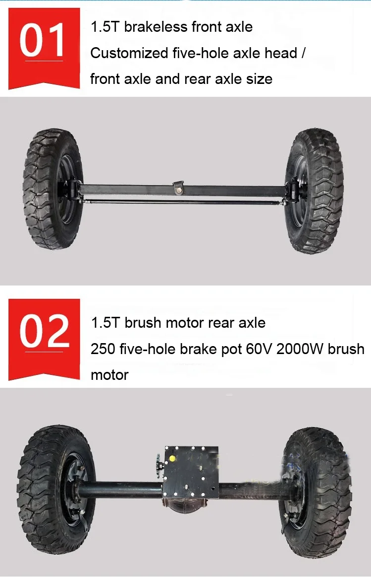 High Load 1.5ton 2000W Electric Vehicle Rear Assembly