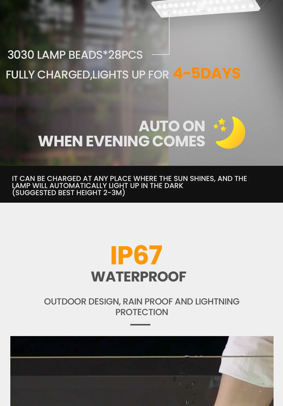 Outdoor Two Light Effect Human Body Induction Solar Energy Waterproof ...