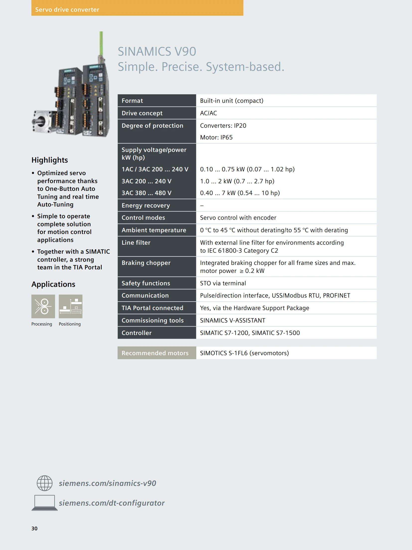 Siemens Sinamics V90 Basic Servo Drive System - Buy Servo Drive,Servo ...
