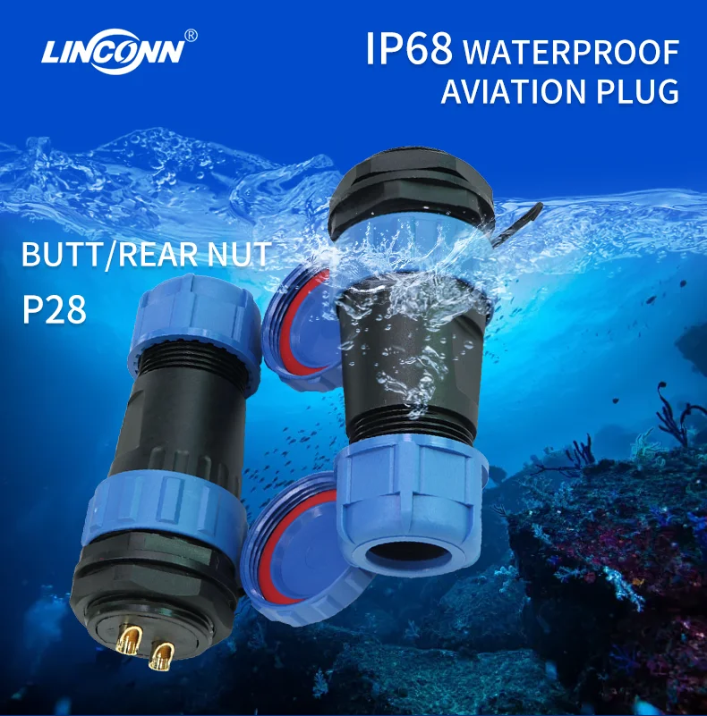SP28 IP68 Back Nut Waterproof Connector 2/3/4/5/6/7/9/10/12/14/16/19/22/24/26 Pin Plug Socket ...