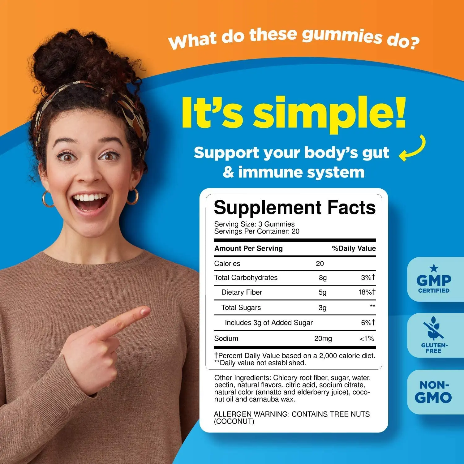 Natural Vegetarian Supplement Prebiotic Gummies 2 Capsules A Day ...