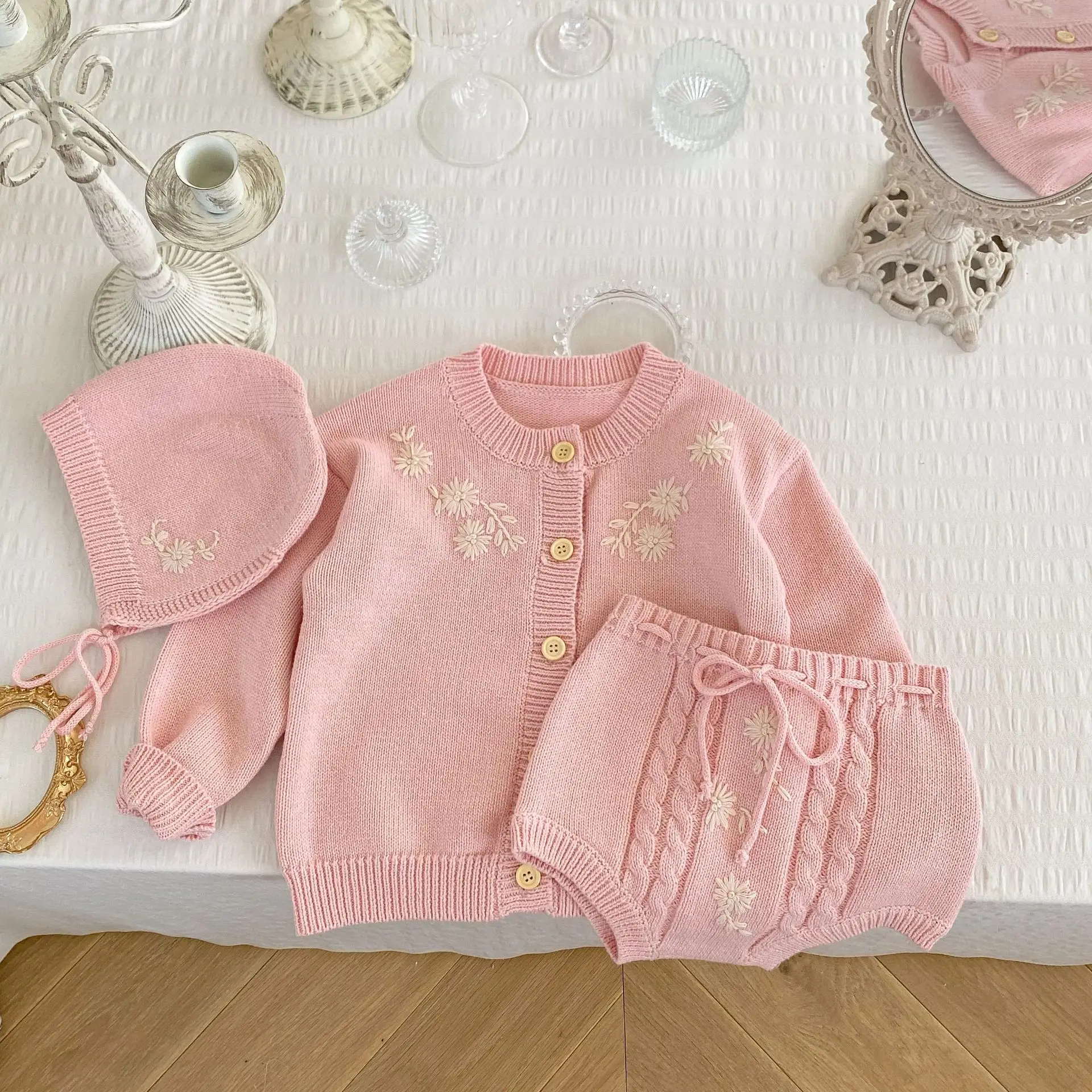Autumn Baby Clothes Hand Embroidered Baby Top, Pants and Hat 3-piece ...