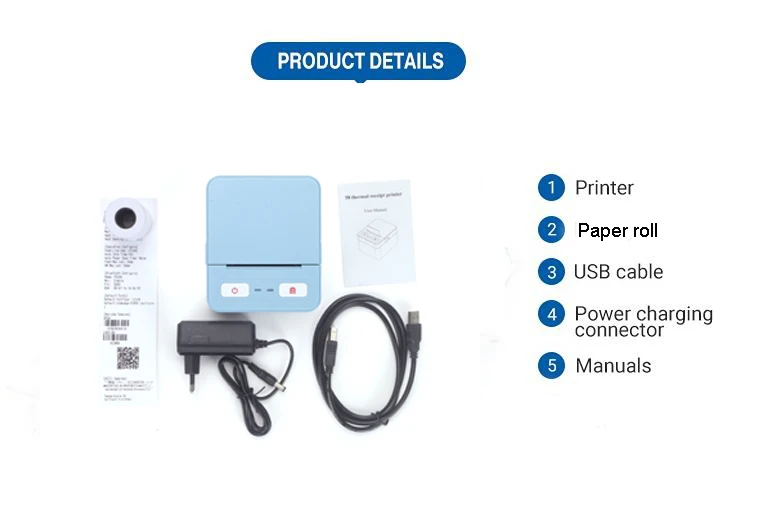 Pos Printer 2 Inch Desktop Thermal Printer 58mm Receipt Printer With ...