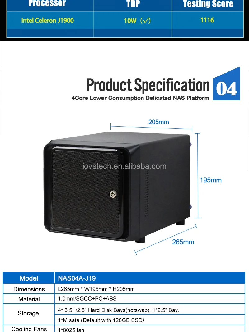 Lockable 4 Bay NAS Storage Solution NAS04A-J19 for Cloud Computing with ...