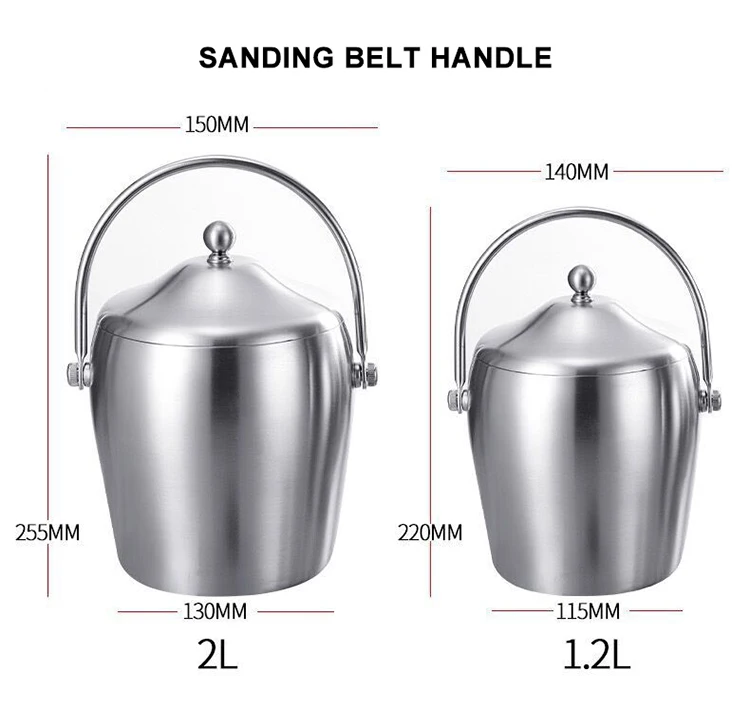 1.2L & 2L Stainless Steel Ice Buckets - Perfect for Home Bar