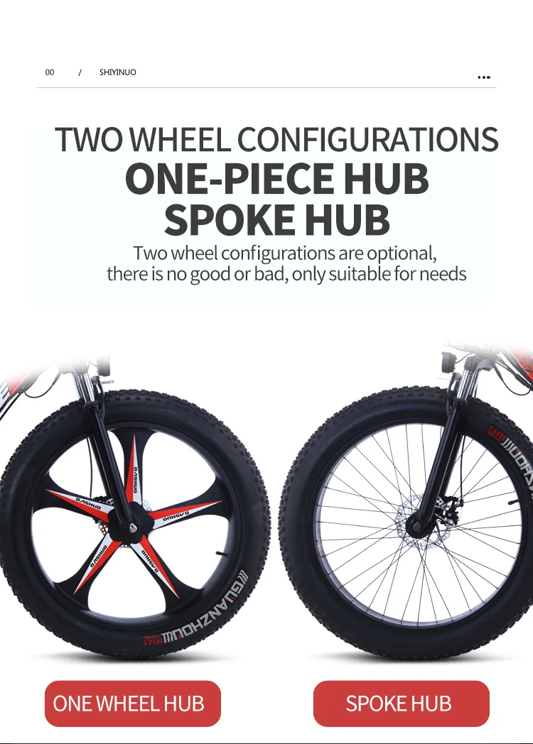 FRIKE 26inch Fat Tire Snow Electric Mountain Bike 48V1000W